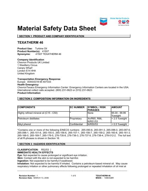 Material Safety Data Sheet - Chevron Global Marine