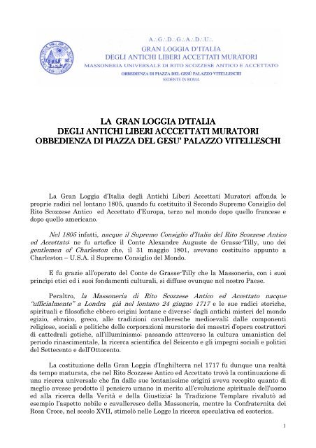 STORIA GLDI - Gran Loggia d'Italia