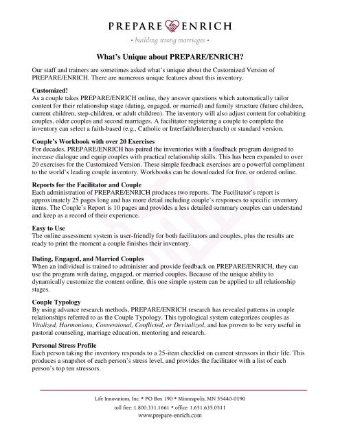 What's Unique about PREPARE/ENRICH?