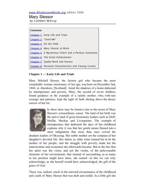 Mary Slessor Biography - Wholesome Words