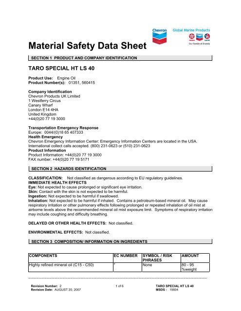 Material Safety Data Sheet - Chevron Global Marine