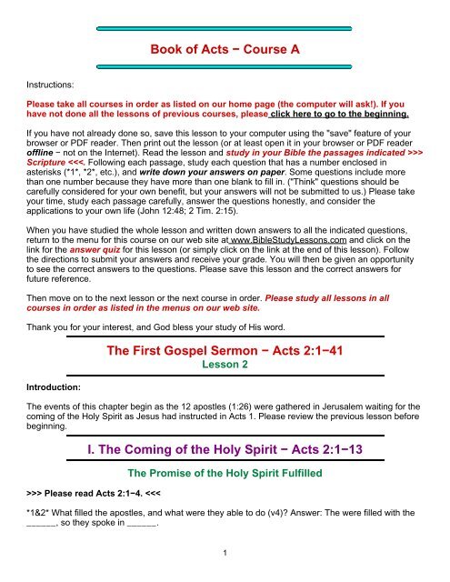 Book of Acts - Bible Study Lessons