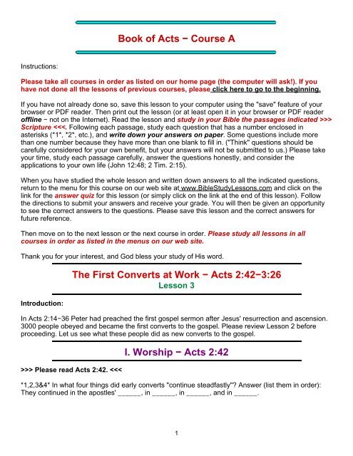 Book of Acts - Bible Study Lessons