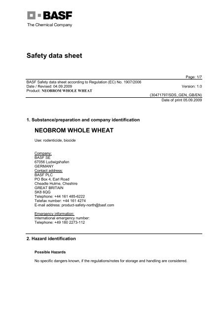 Safety data sheet - Pest Control Management - Basf