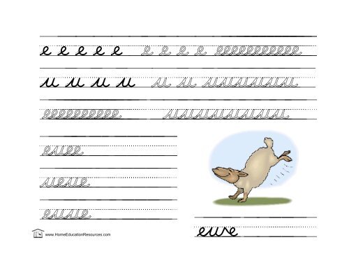 Part One in D'Nealian font - Printable Cursive Handwriting