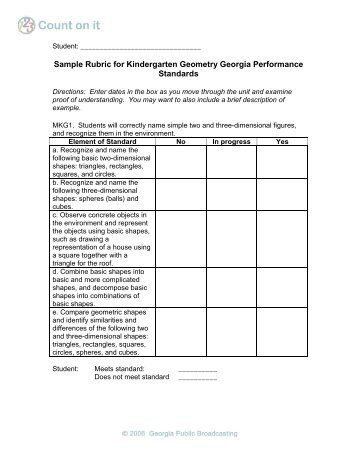 Sample Rubric for Third Grade Numbers and Operations Georgia ...