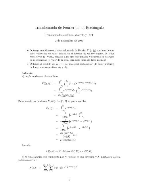 Sobre la transformada de Fourier de un pulso rectangular