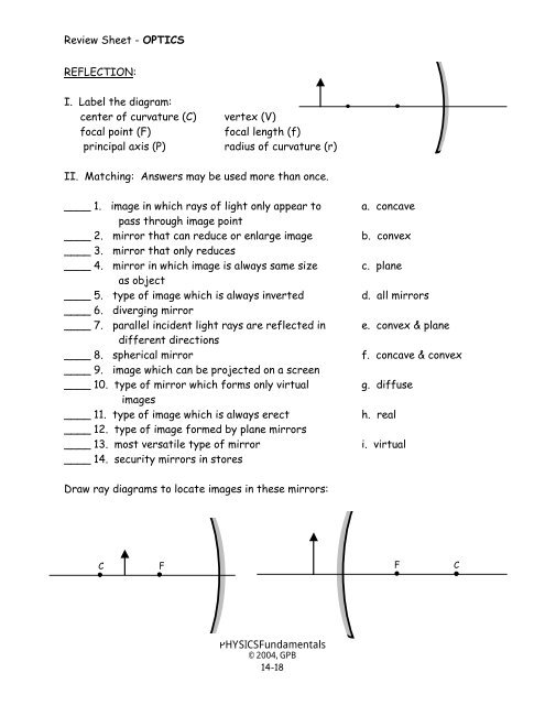 Physics Light And Optics Webquest Answer Key | Shelly Lighting