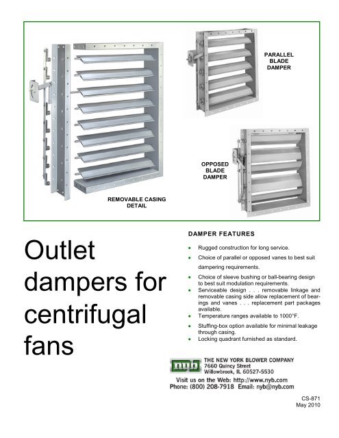 Outlet dampers for centrifugal fans - New York Blower