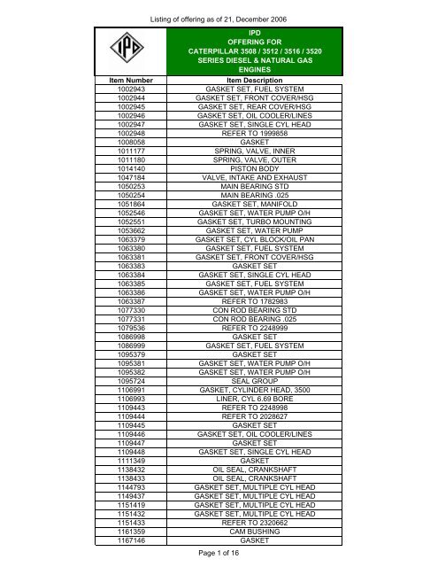 ipd offering for caterpillar 3500 series dec 06 - from IPD