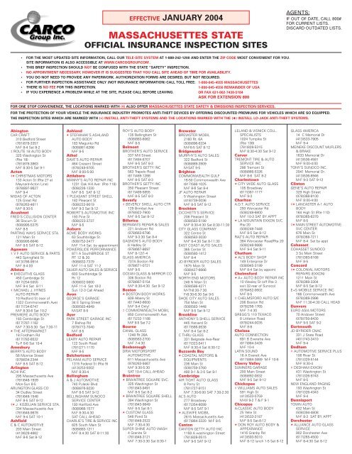 Massachusettes Sites - Carco Group, Inc.