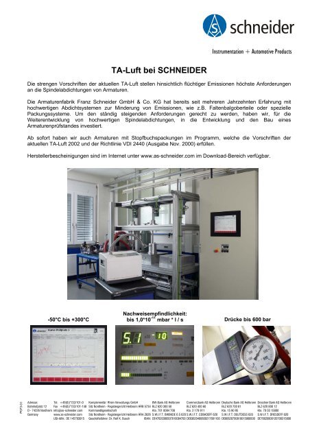 Ta-Luft bei SCHNEIDER