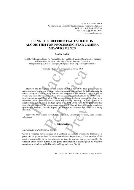 using the differential evolution algorithm for processing star camera ...