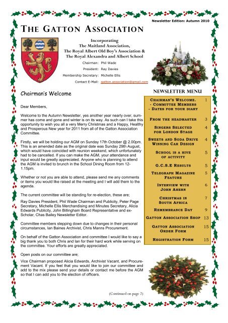 the gatton association - Royal Alexandra and Albert School