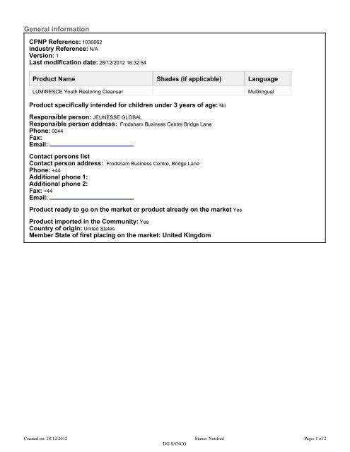General information