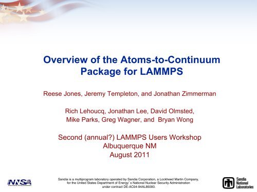 Overview of the Atomistic-to-Continuum Package in LAMMPS