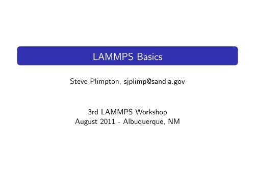 LAMMPS Basics