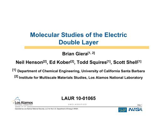 Molecular Studies of the Electric Double Layer - Lammps