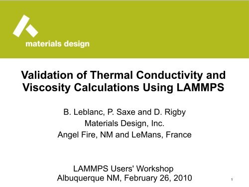Validation Of Thermal Conductivity And Viscosity Lammps