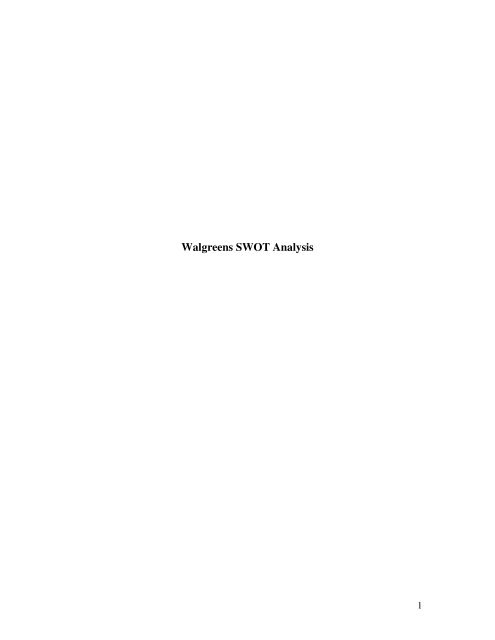 Emily Barbero – Walgreens SWOT Analysis