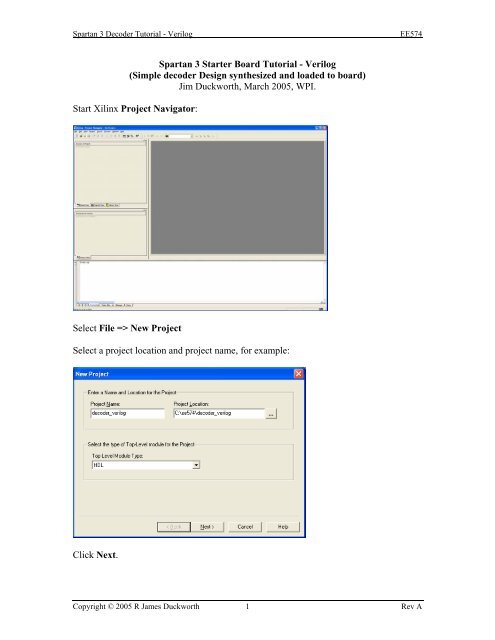 Spartan 3 Starter Board Tutorial Verilog Simple Decoder Design