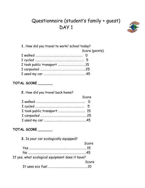Questionnaire (student's family + guest) DAY 1 - sus-emas.ro
