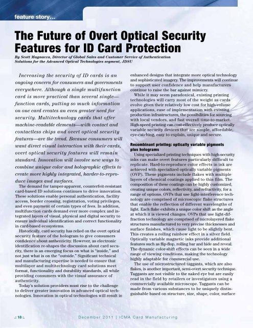 The Future of Overt Optical Security Features for ID Card Protection