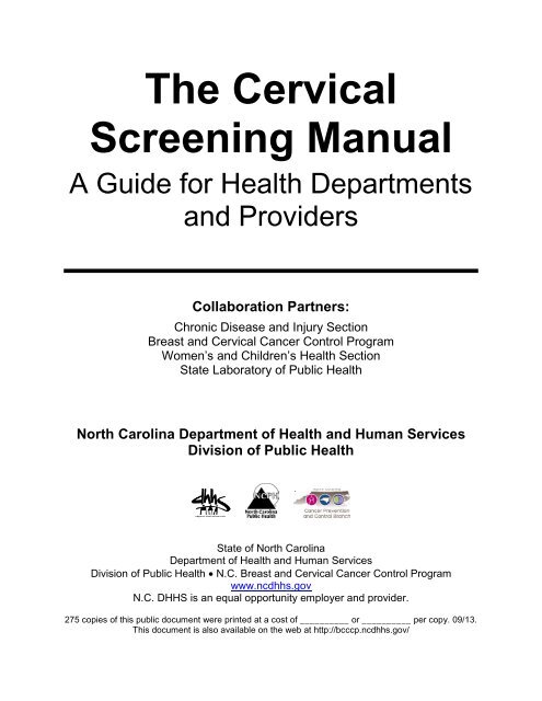 The Cervical Screening Manual - NC BCCCP - NC Department of ...