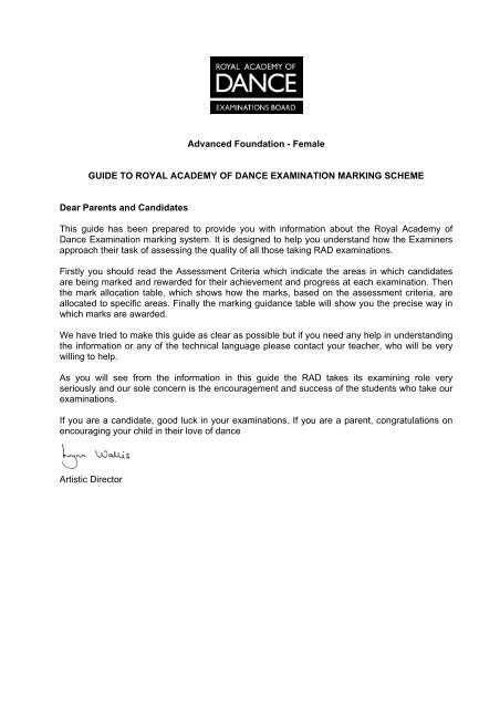 Advanced Foundation - Royal Academy of Dance