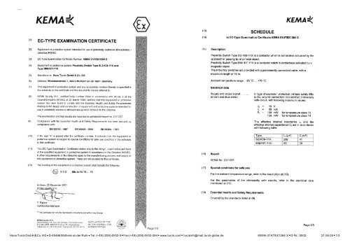 KEMA 01 ATEX 1264 X