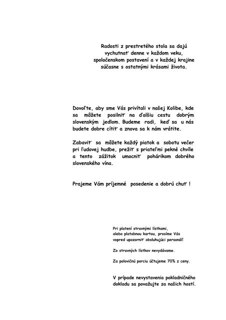 stiahnite si kompletnÃ© menu (PDF) - Koliba u Sv. KriÅ¡tofa