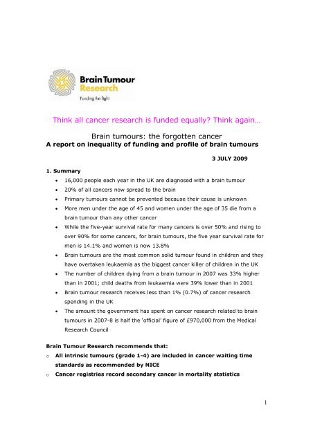 Brain tumours: the forgotten cancer - Brain Tumour Research