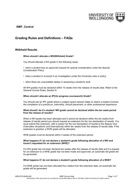 Grading Rules and Definitions â FAQs - Staff