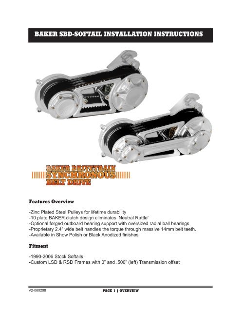 Baker Sbd Softail Installation Instructions Baker Drivetrain
