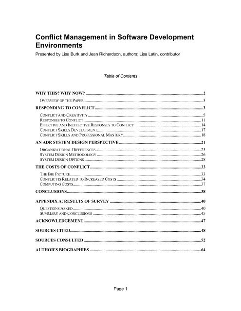 Conflict Management In Software Development Environments