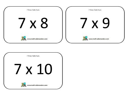 7 Times Table Flashcards with answers - Math Salamanders