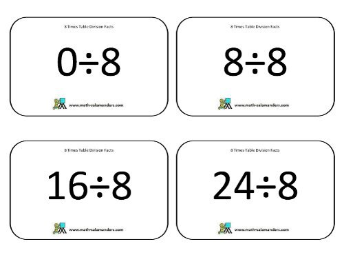 8 Times Table Division Flashcards With Answers Math Salamanders 8 Times Table Division Flashcards With Answers Math Salamanders