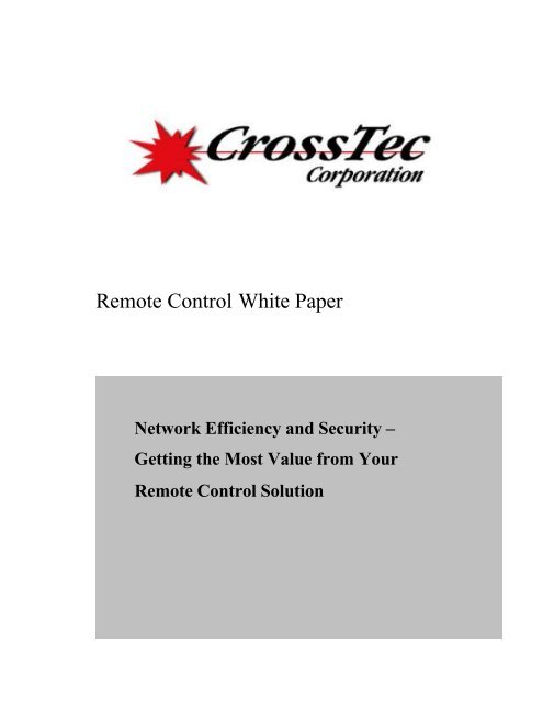 Network Efficiency and Security - CrossTec Corporation