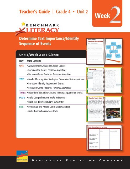 Unit 2/Week 2 at a Glance - Benchmark Resources