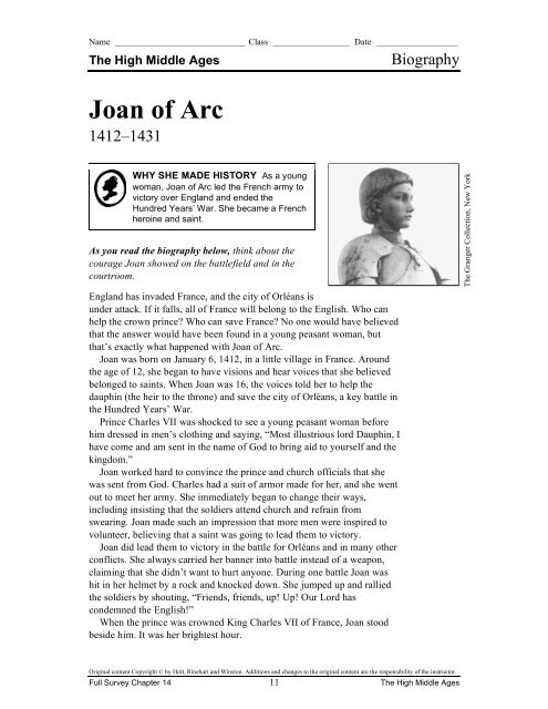 Chapter 14 section 4 Biography Joan of Arc.pdf - WDARCY