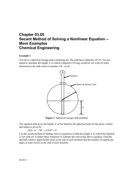Secant Method Of Solving Nonlinear Equations â More Examples
