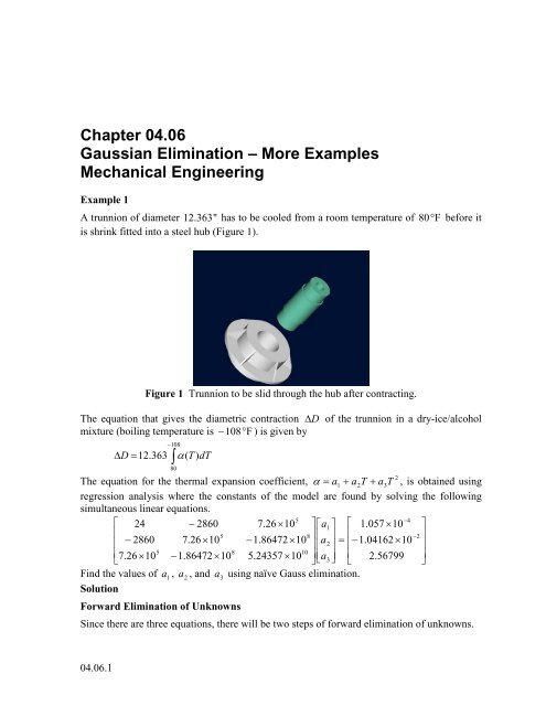 Gaussian Elimination-More Examples: Mechanical Engineering