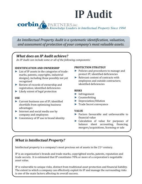 IP Audit - CorbinPartners Inc.