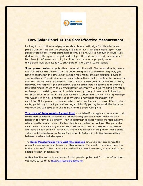 How Solar Panel Is The Cost Effective Measurement