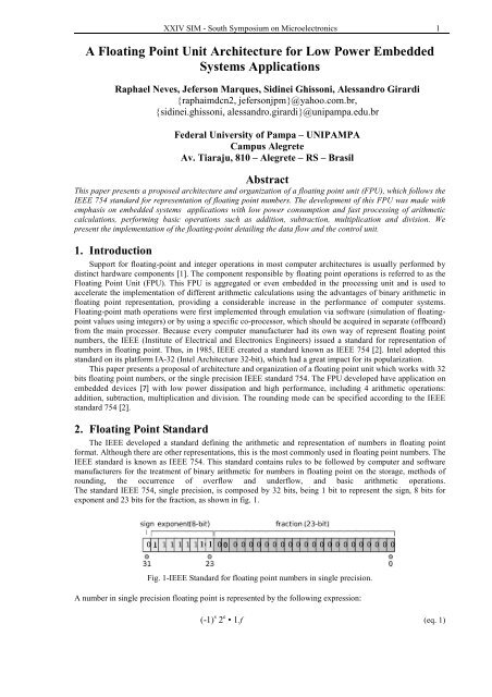 A Floating Point Unit Architecture for Low Power ... - Campus Alegrete