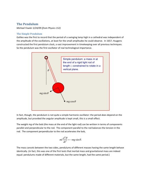 The Pendulum - Galileo and Einstein