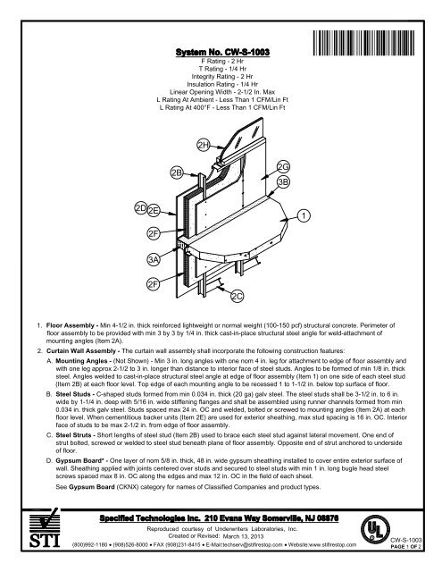 CW-S-1003 - STI - Specified Technologies Inc