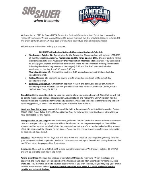 confirmation packet available here - uspsa