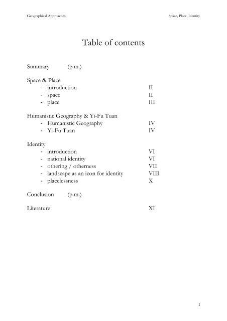 Space, Place, Identity - Human Geography