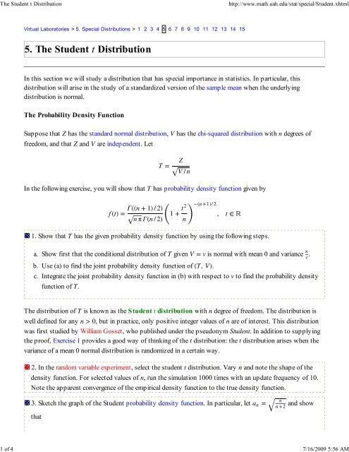 5. The Student t Distribution